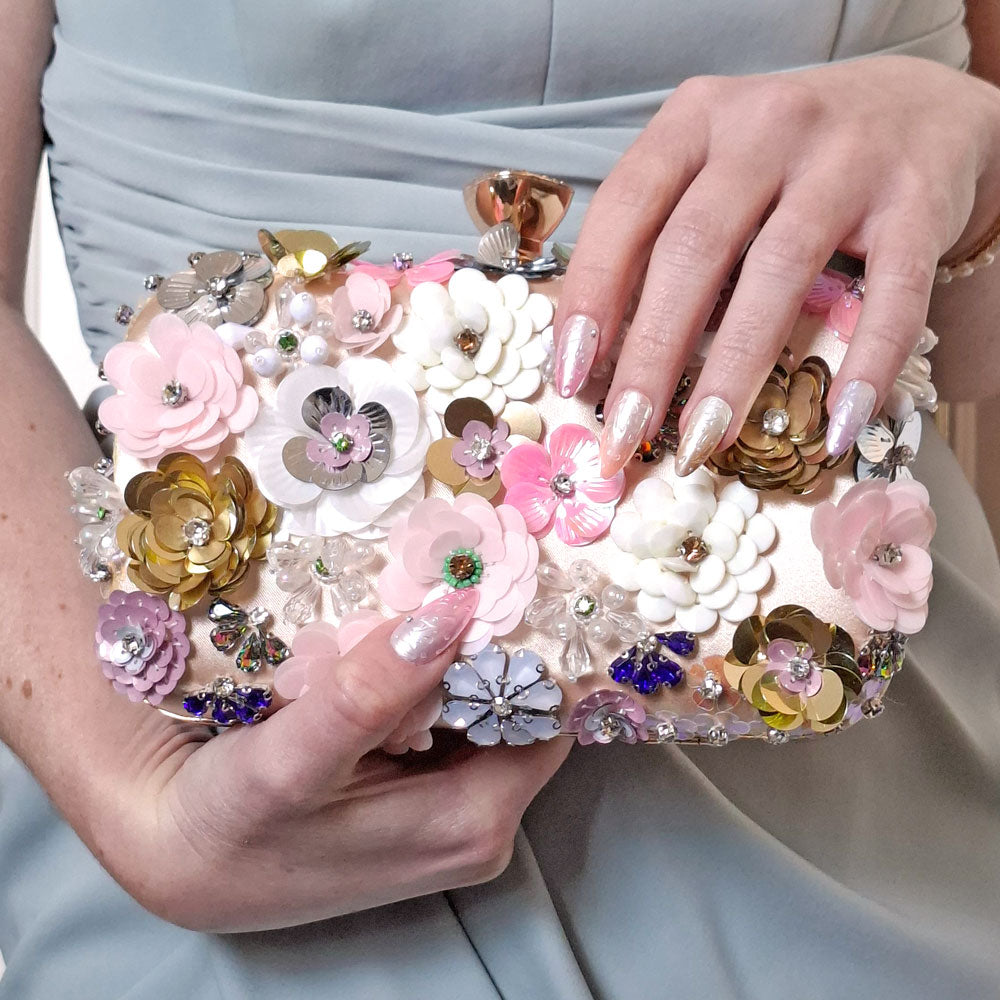 Floral Pearl Clutch Bag – Embellished Beaded Wedding Clutch – Montipi