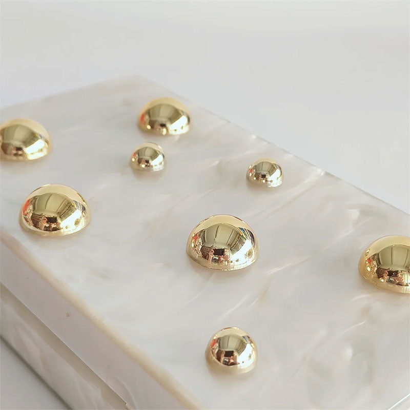 Pearl Dot Acrylic Clutch | Ivory Pearl Beaded Handle – Montipi